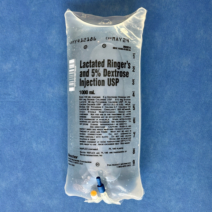 No Rx Required - 5% Dextrose in Lactated Ringer's (D5LR) IV Fluid Bag ...